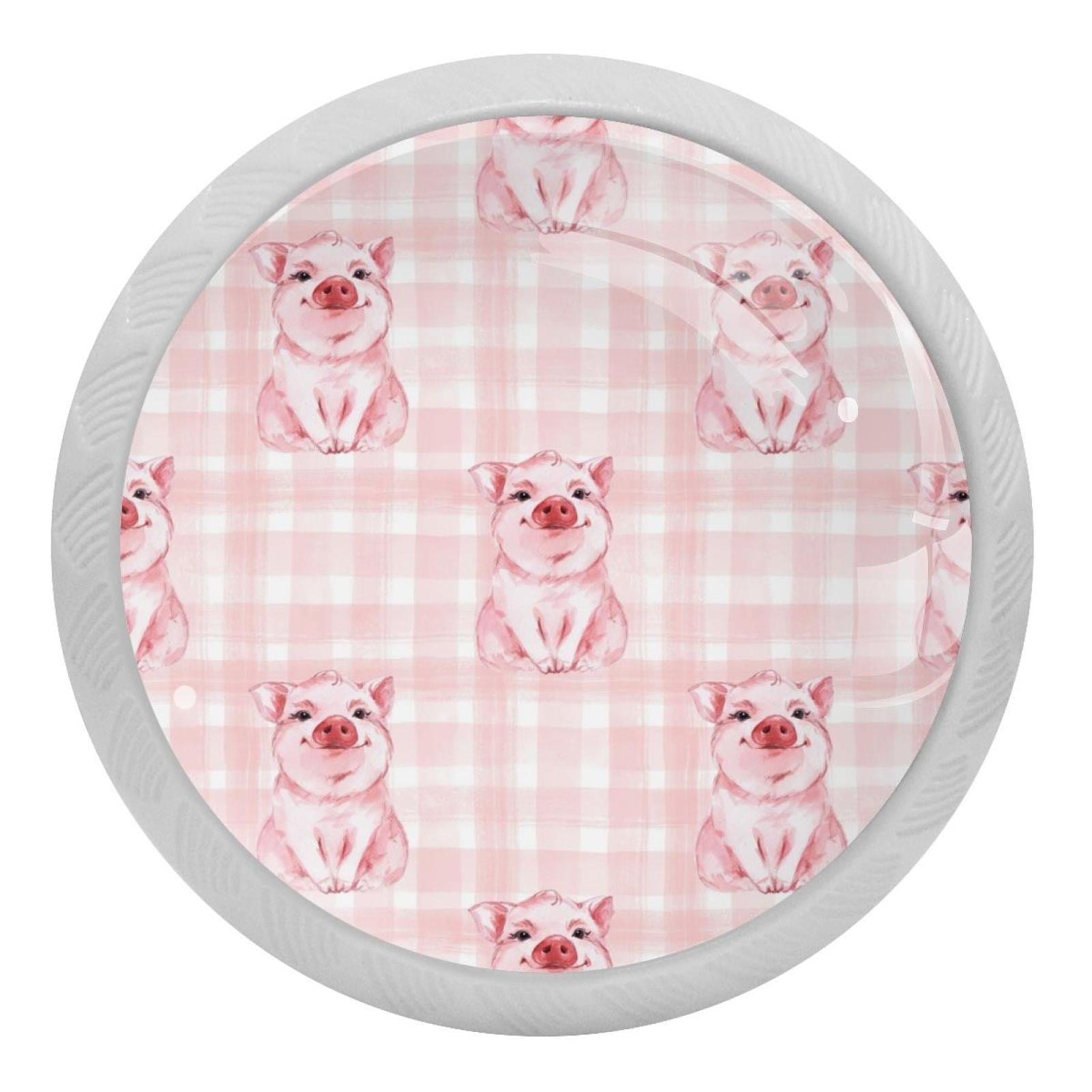 4PCS Round Checkered pig Cabinet Fluorescence Knob Glowing in the Dark ...