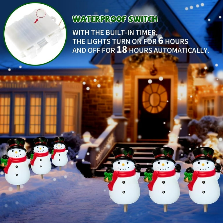 Snowman Pathway Markers With Automatic Timer Christmas Pathway Lights