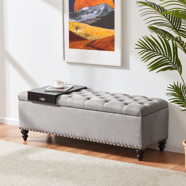 Huimo Storage Ottoman With Removable Tray 51 Inch Ottoman Foot Rest