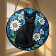 Black Cat with Blue Flowers Stained Glass Style Suncatcher – Decorative ...