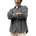 Dealovy Long Sleeve Shirts for Men S-5XL Corduroy Open Front Button ...