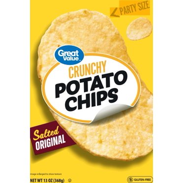 Great Value Original Rippled Potato Chips Party Size!, 13.5 oz ...