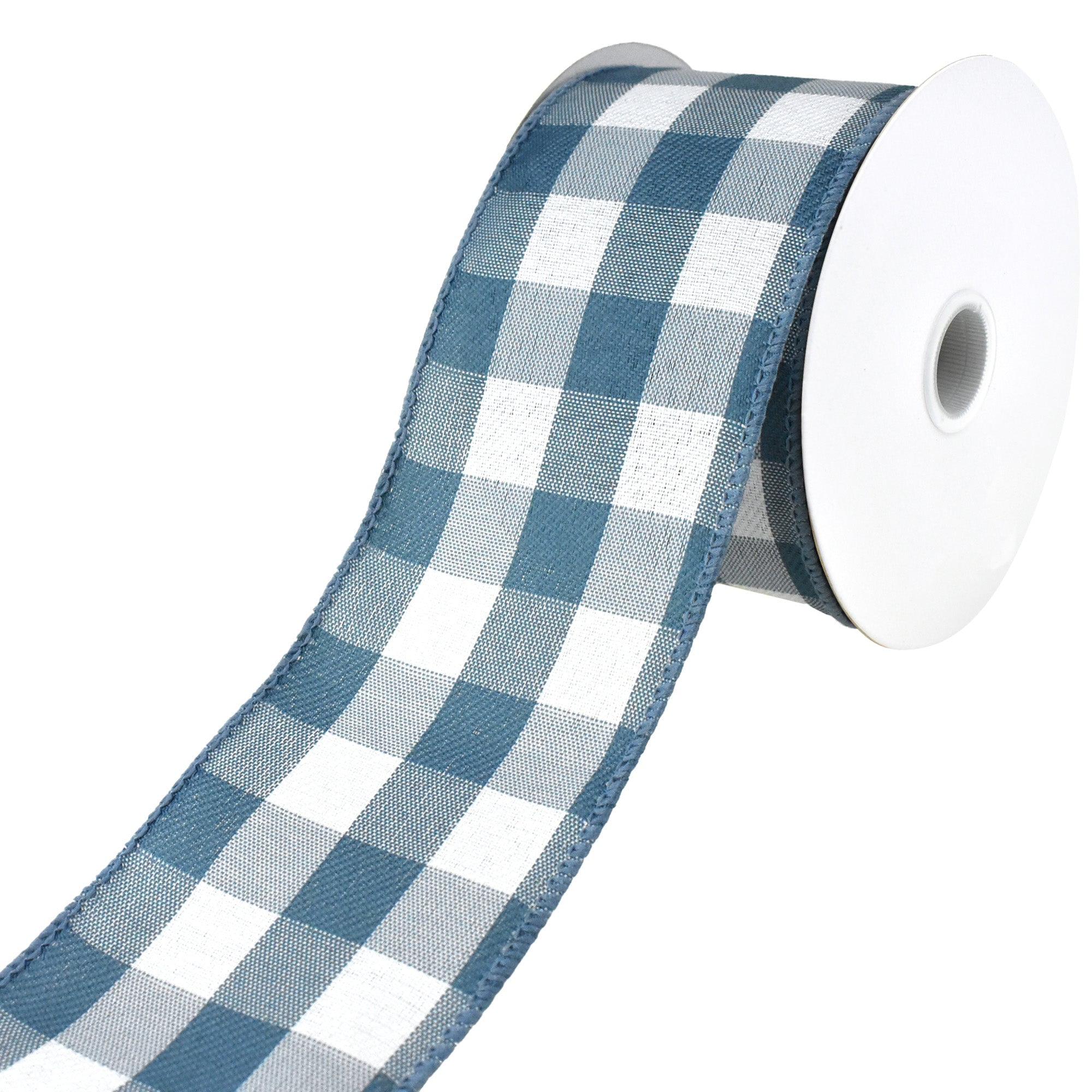 Buffalo Plaid Wired Ribbon, 2-1/2-Inch, 10-Yard - Light Blue/White ...