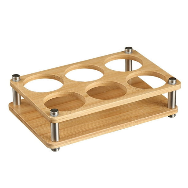 Rongfmy 6 Holes Glass Holder Wooden Glasses Rack Serving Holder ...