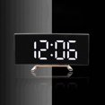 NEXAVKPR Modern Curved Mirror Digital Alarm Clock Temperature Date ...