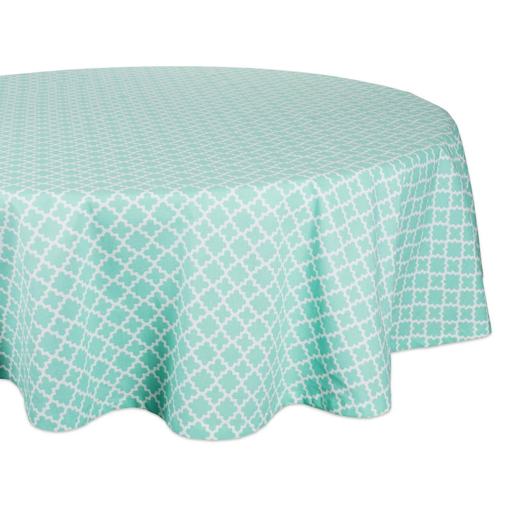 DII Aqua Lattice Tablecloth 70" Round, 100% Cotton - Walmart.com ...