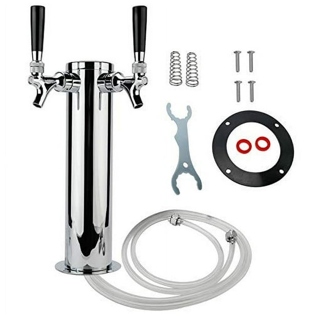 LuckyHigh Double Faucet Draft Beer Tower, Two Tap Stainless Steel ...