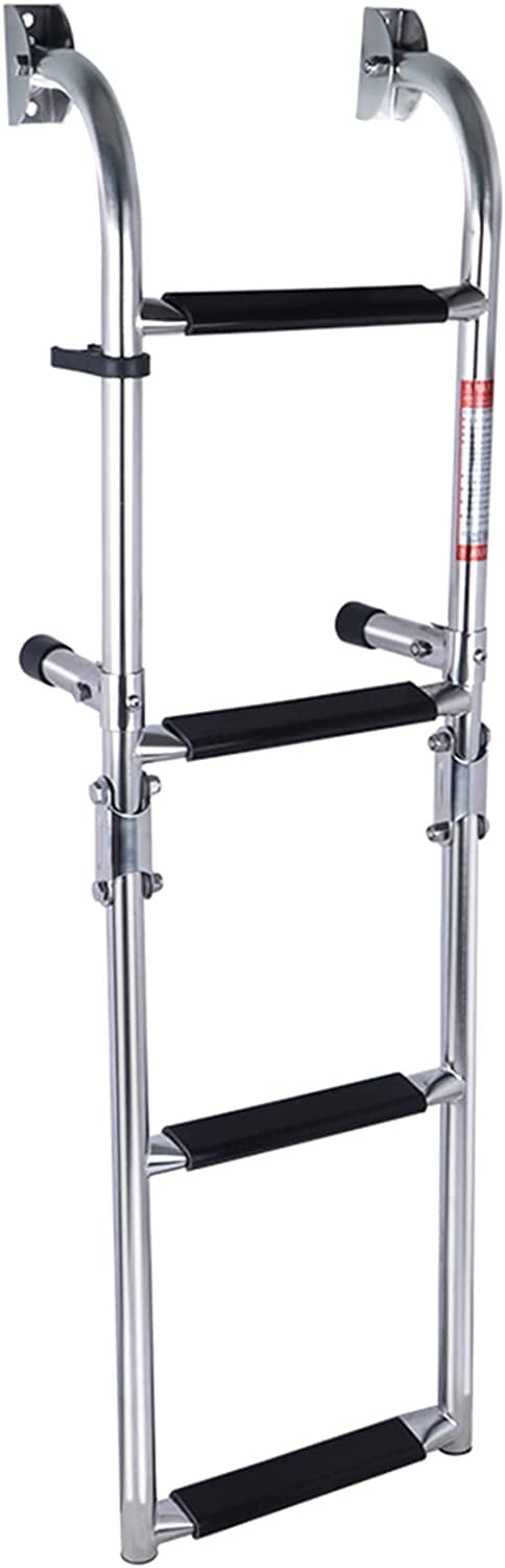 Marinebaby 4 Step Pontoon Boat Ladder Stainless Steel Folding Outboard ...