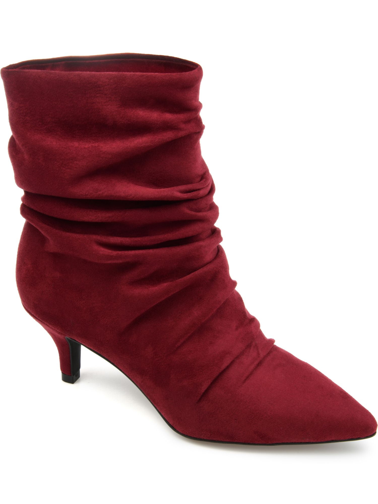 Journee Collection Womens Red Comfort Kitten Heel Slip On Dress Slouch Boot 10