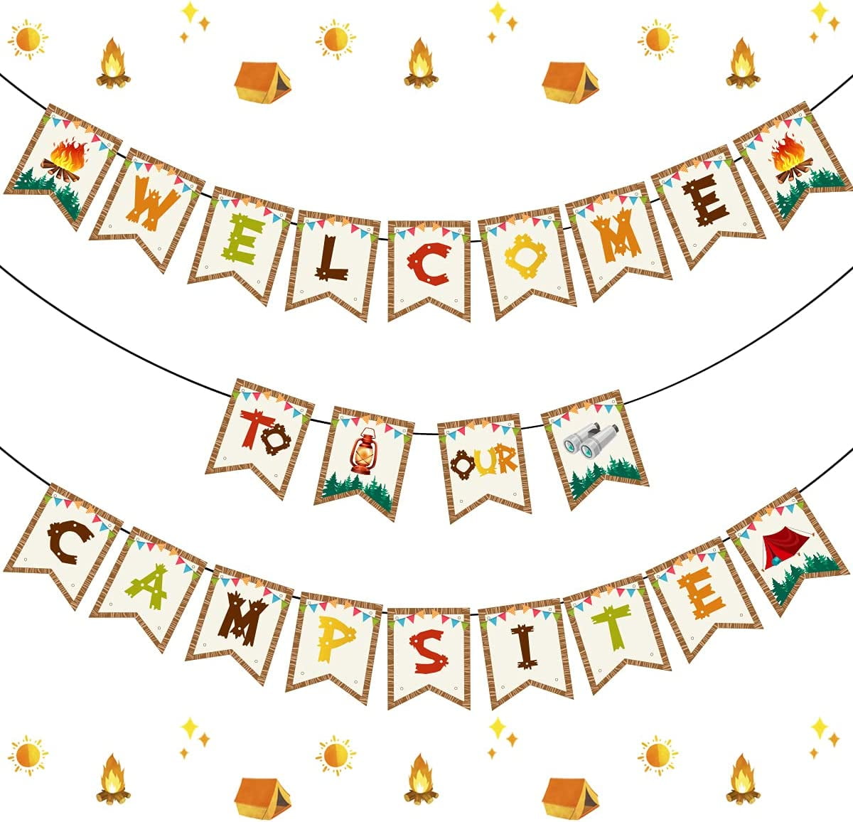Camping Party Decorations Welcome To Our Campsite Banner, Camper ...