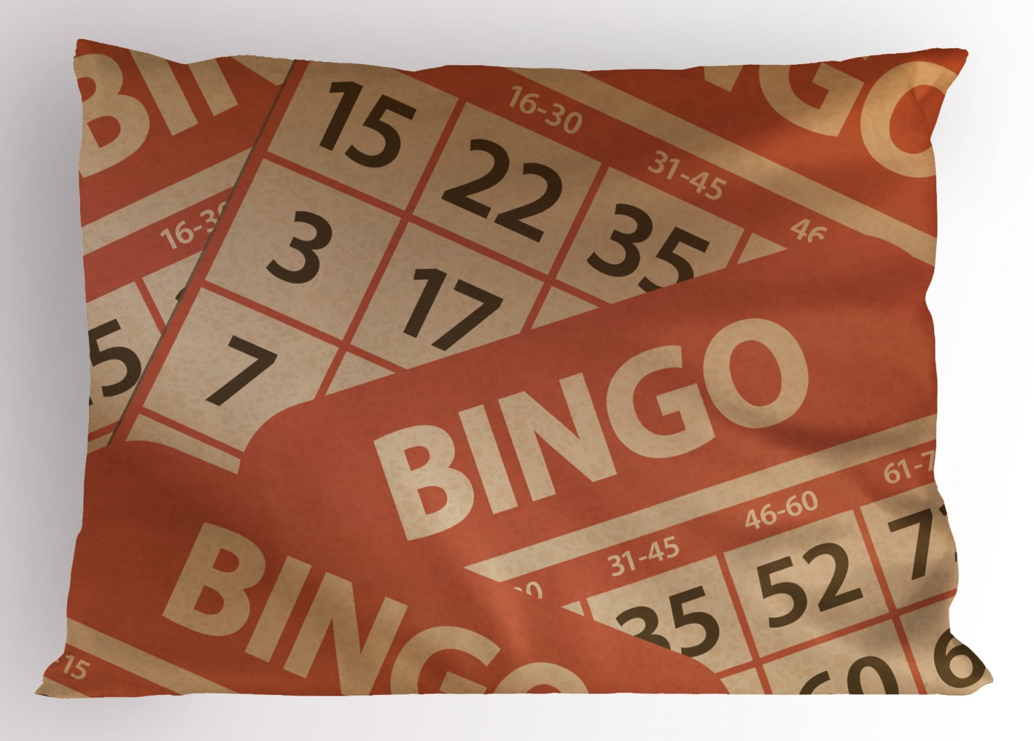 Bingo Pillow Sham, Pile of Graphic Game Cards Design with Numbers ...