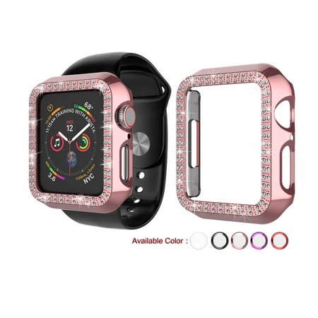 Cases for Apple Watch Series 7, PC Plated Hard Bumper Bling Crystal ...