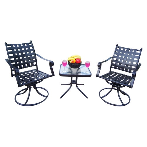 3 Pc Swivel Chat Table Set in Black - Web - Walmart.com
