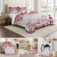 Full Quilt Bedding Set Red Watercolor Eucalyptus Leaves Breathable ...