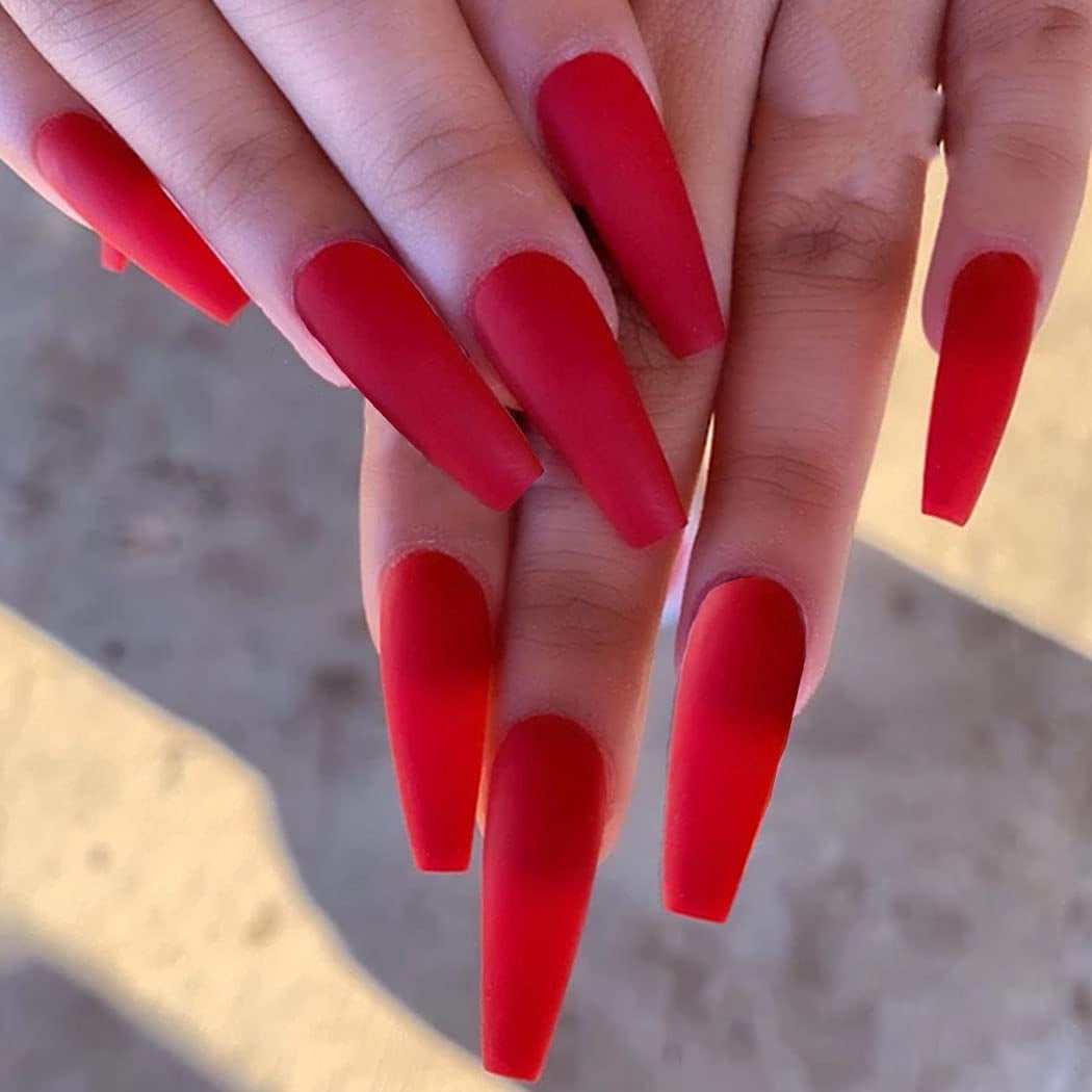 Red Matte Acrylic Nails