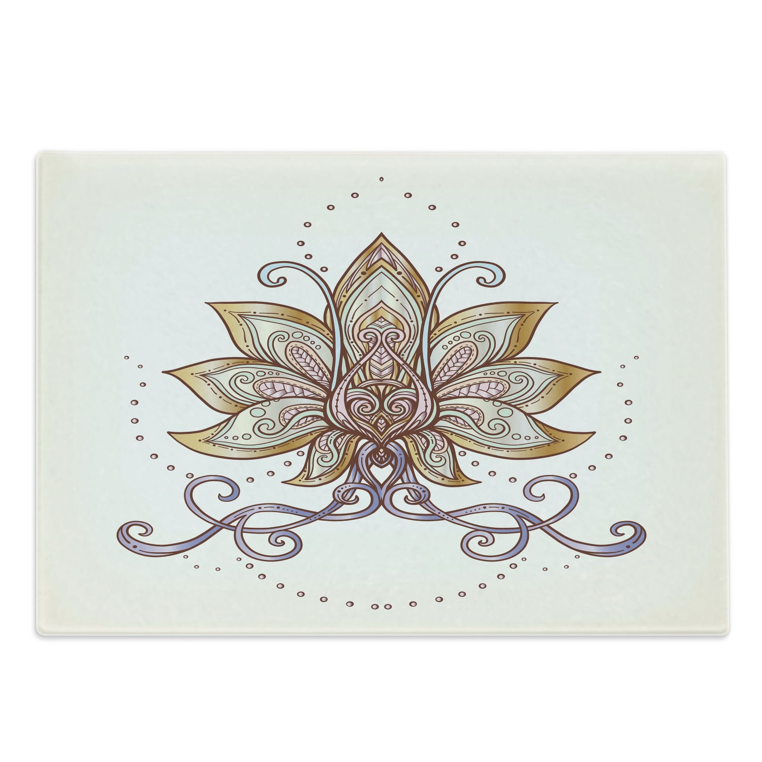 Lotus Cutting Board, Themed Flower Motif on Off White Background with ...