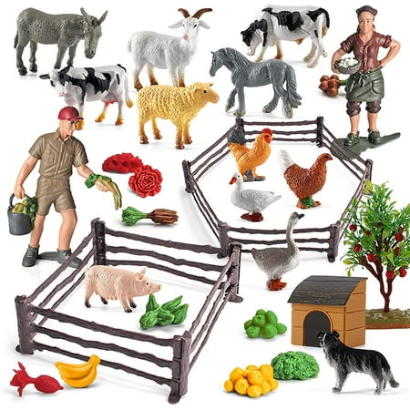 HISRFO Farm Animals Figurines Toys Farm Action Figures Playset 36 PCS ...