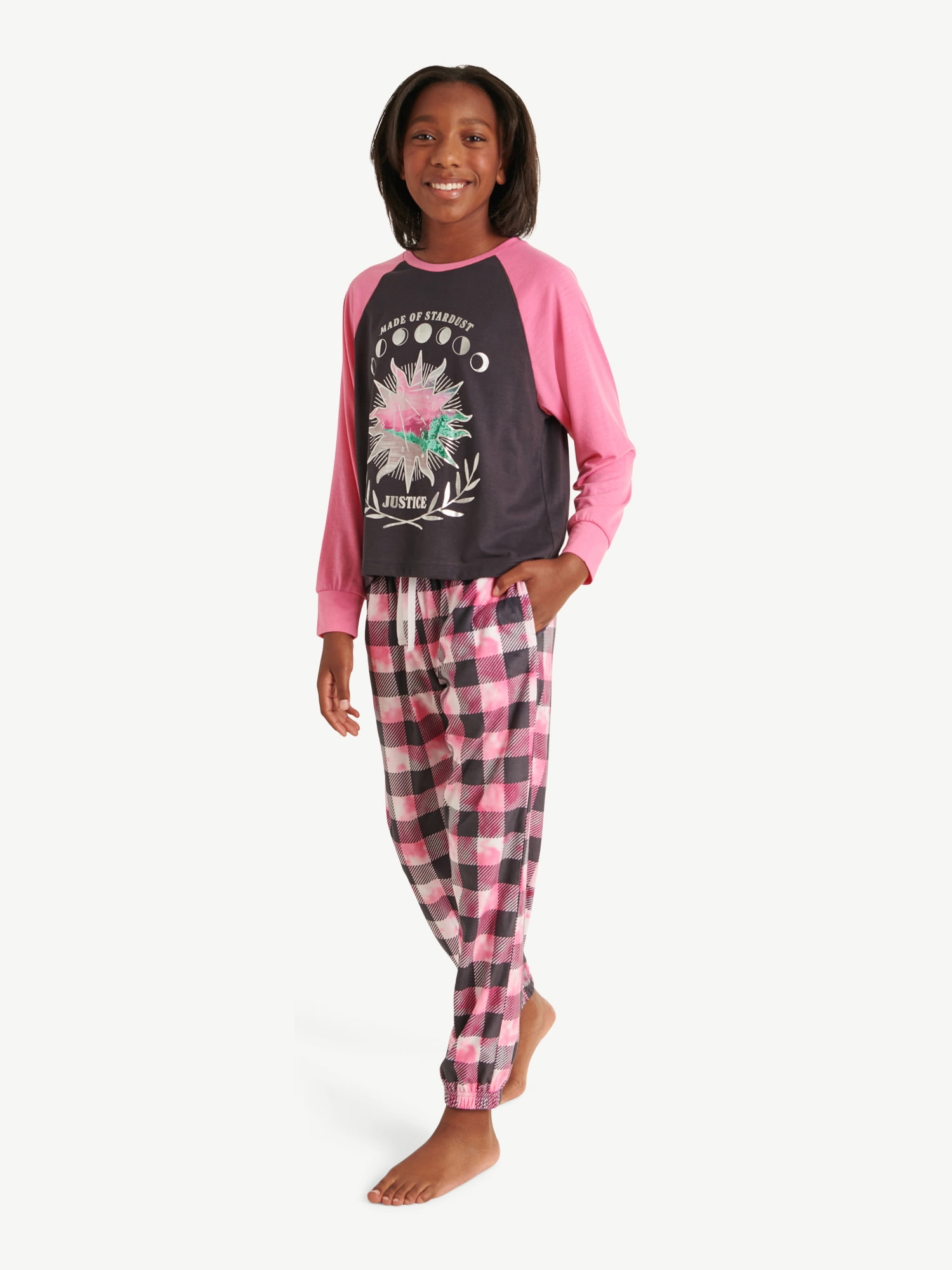Justice Holiday Girls Pajama Plaid Set, 2-piece Pajama Set, Sizes 5-18 ...