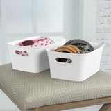 Mainstays Storage Bins, Small Plastic, White 2-Pack, Versatile ...