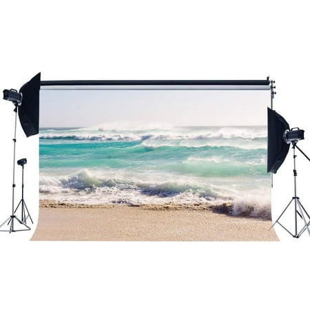 BSDHOME Polyester 7x5ft Seaside Sand Beach Backdrop Waves Nature ...