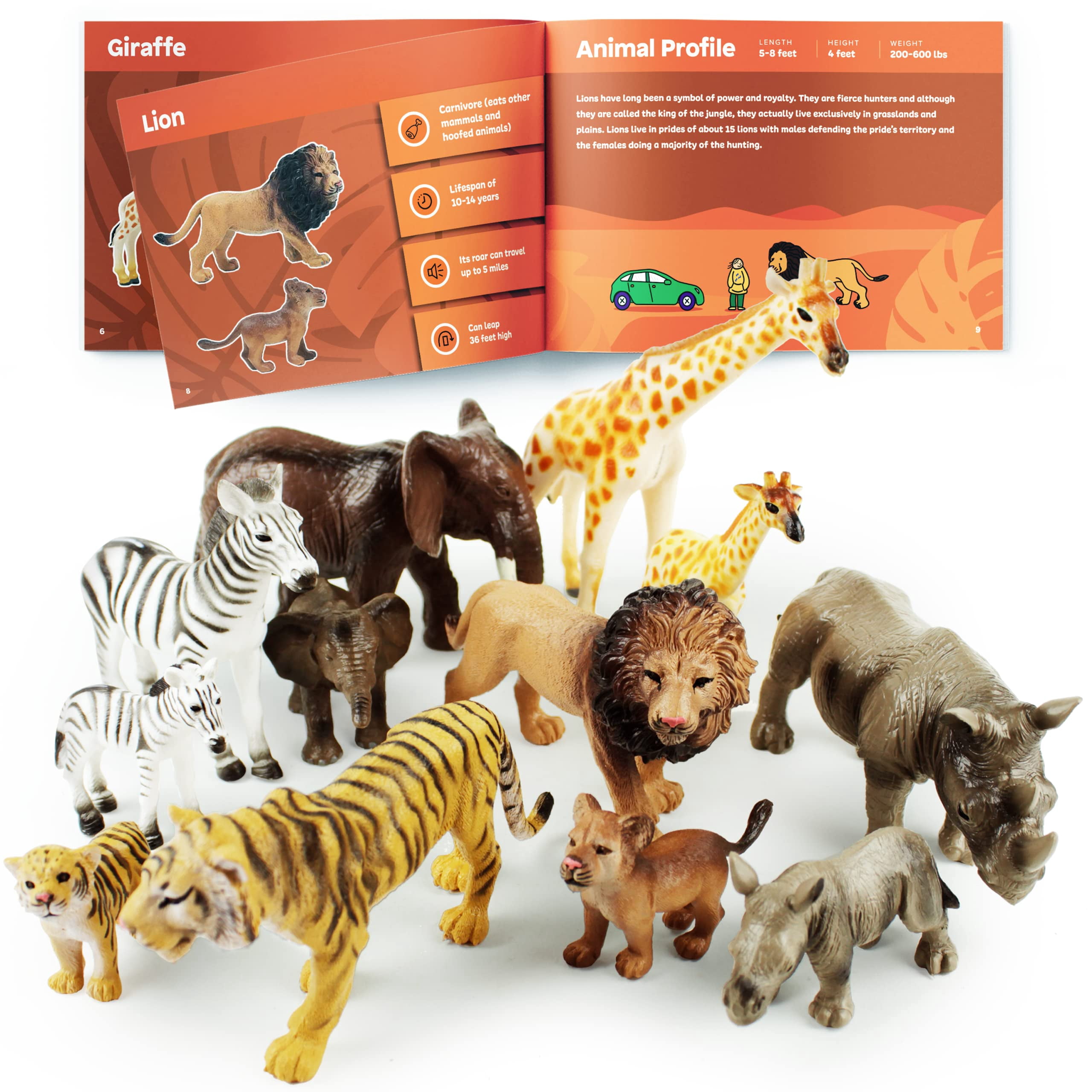 Boley 12-Piece Jungle Safari Animal Set - Durable Wildlife Figures for ...