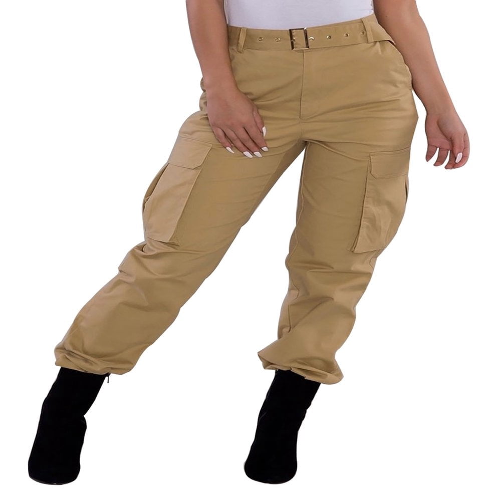 Pantalons Cargo pour Femmes Taille Haute avec Poches Pantalons Serrés ...