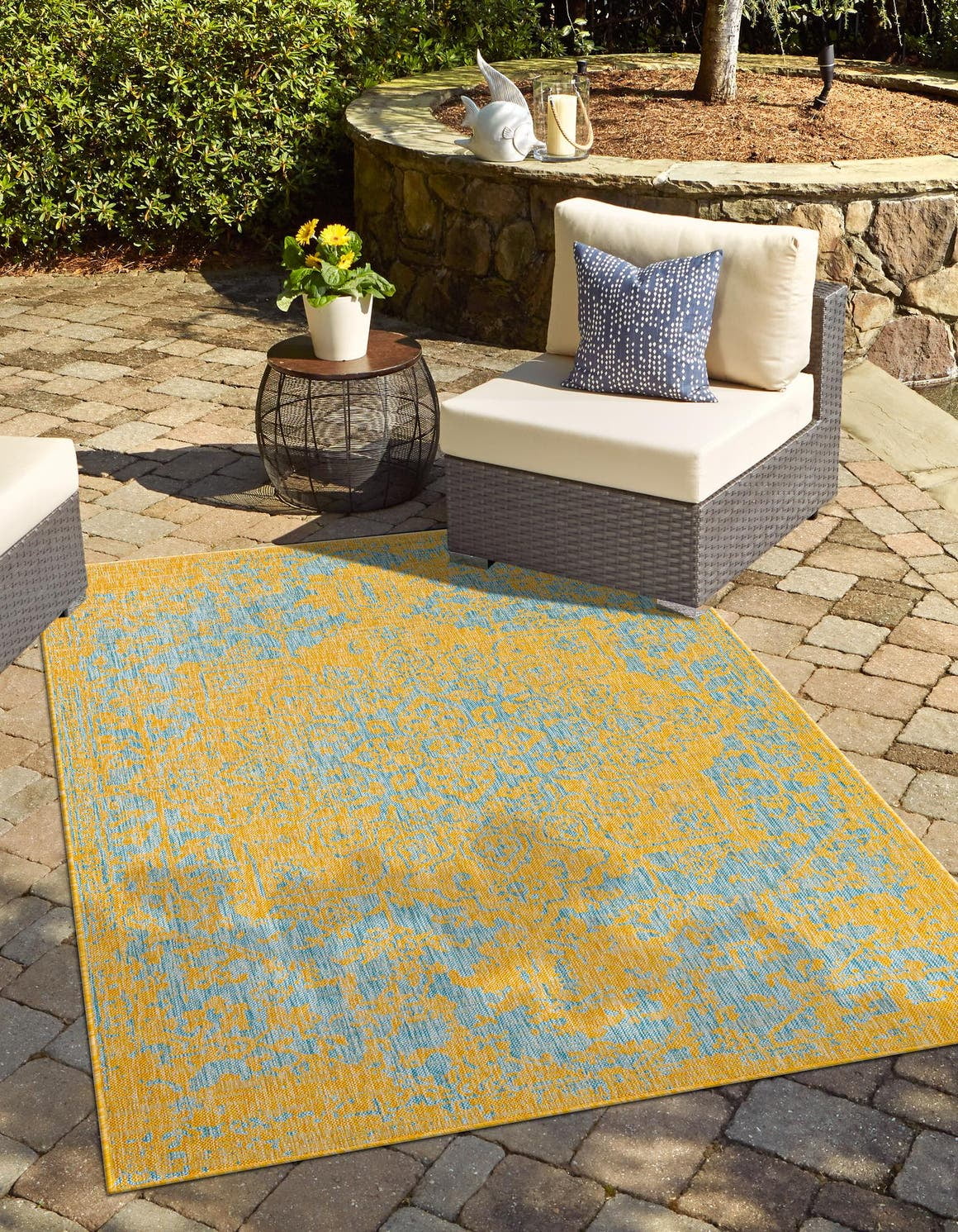 Rugs.com Jill Zarin Outdoor Collection Rug – 7' 10 x 10' Yellow And ...