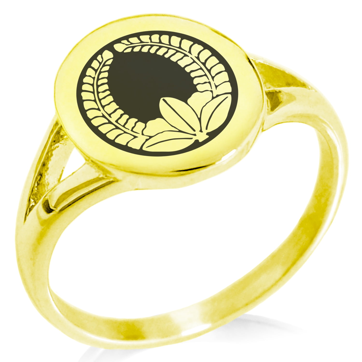 Stainless Steel Ando Samurai Crest Minimalist Oval Top Polished ...