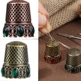 Antique Rhinestones Metal Thimble Finger Protectors Finger Tip Guard ...