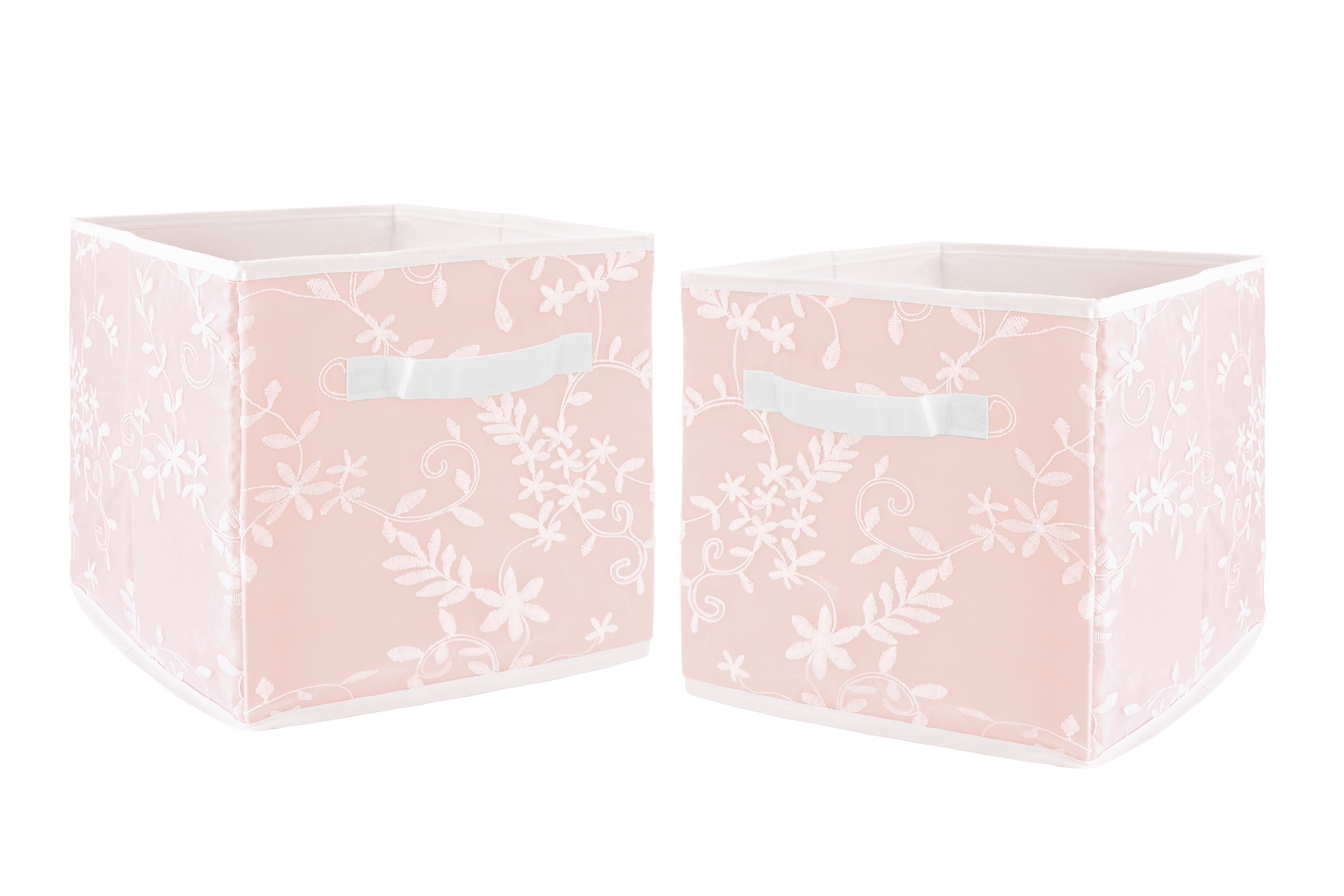 Sweet Jojo Designs Pink Floral Lace Fabric Storage Bin Set of 2 ...