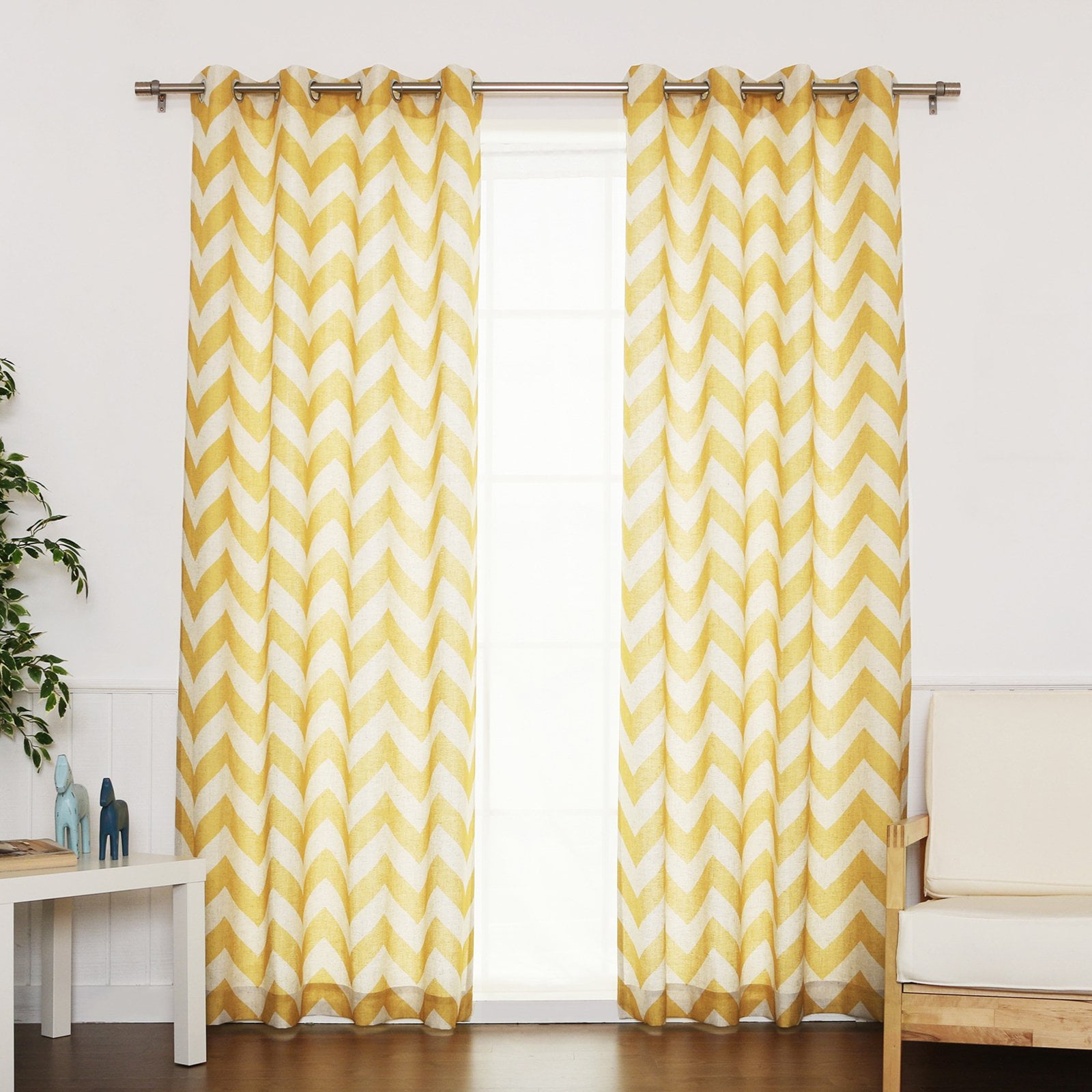 Best Home Fashion Linen Blend Chevron Curtains - Walmart.com