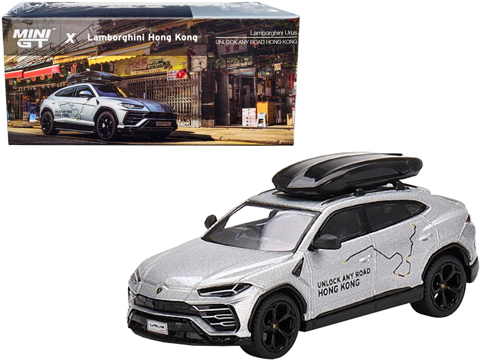 Lamborghini Urus with Roof Box "Unlock Any Road Hong Kong" Silver Met ...