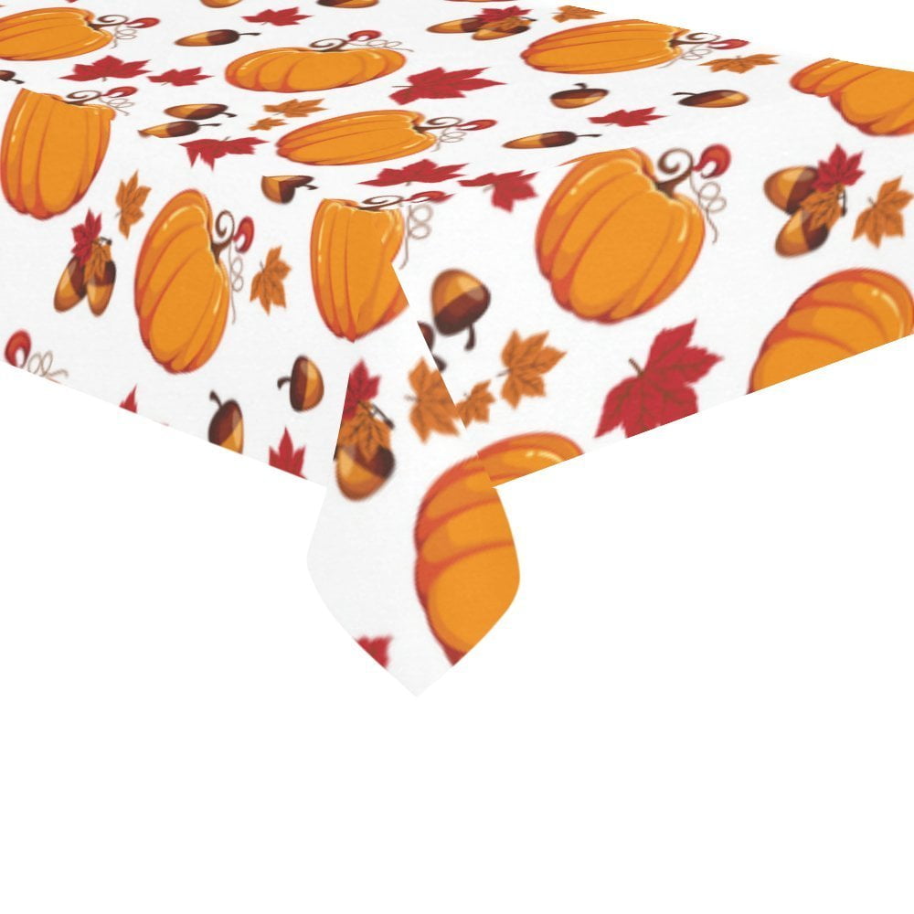 MYPOP Home Thanksgiving Orange Pumpkin Cotton Linen Tablecloth 60x120 ...