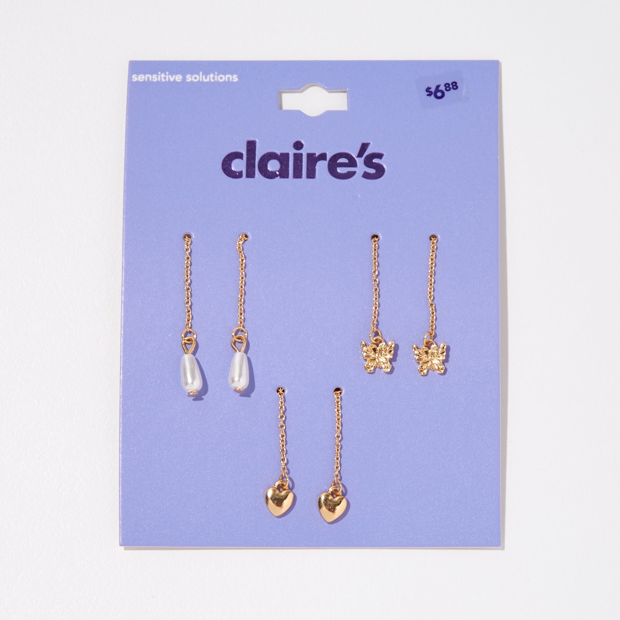 Click here for Claires 3-Pack Gold Drop Earrings With Pearl  Butt... prices