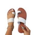 Byworldtasic Women's Leather Toe Ring Sandals Dressy Summer Slip on ...