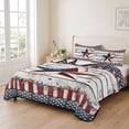 Queen Quilt Bedding Set USA Flag Western Star Breathable Summer Cooling ...