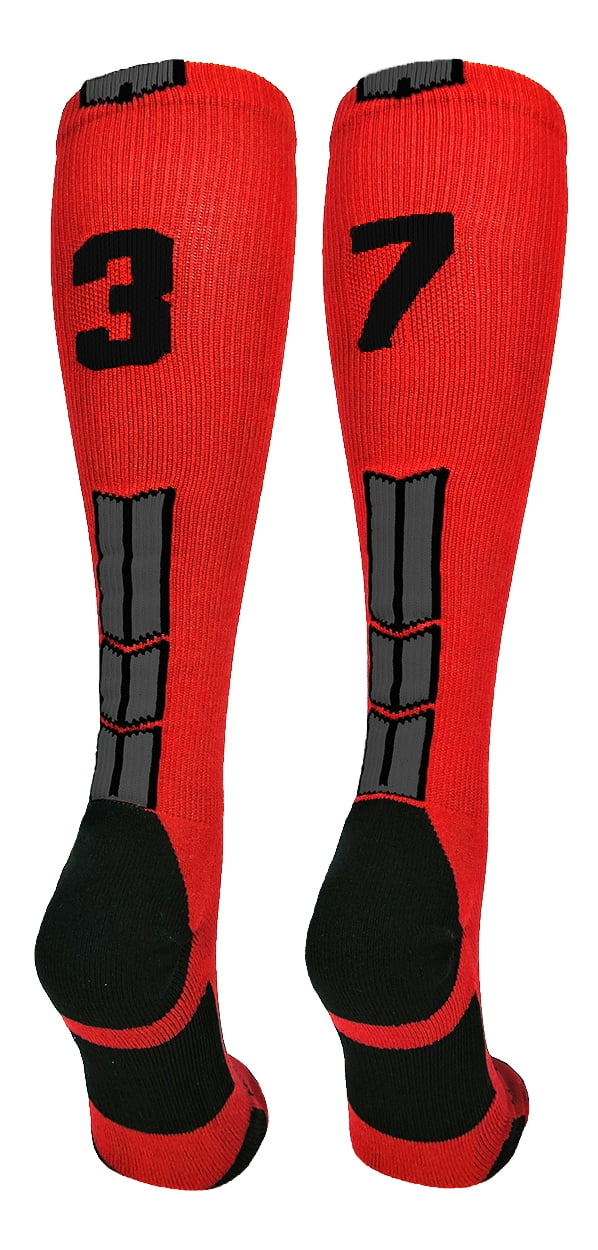 Red/Black Player Id Over the Calf Number Socks (#37, Medium) - Walmart.com
