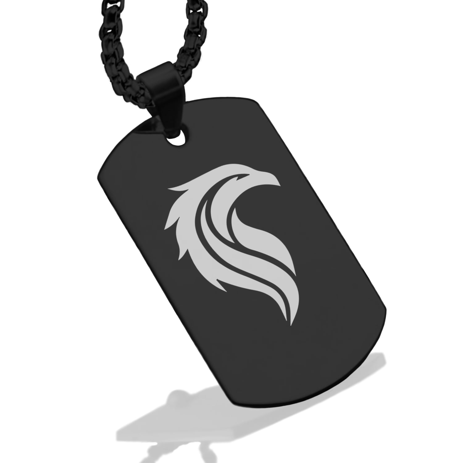 Stainless Steel Mythical Phoenix Head Dog Tag Pendant Necklace ...