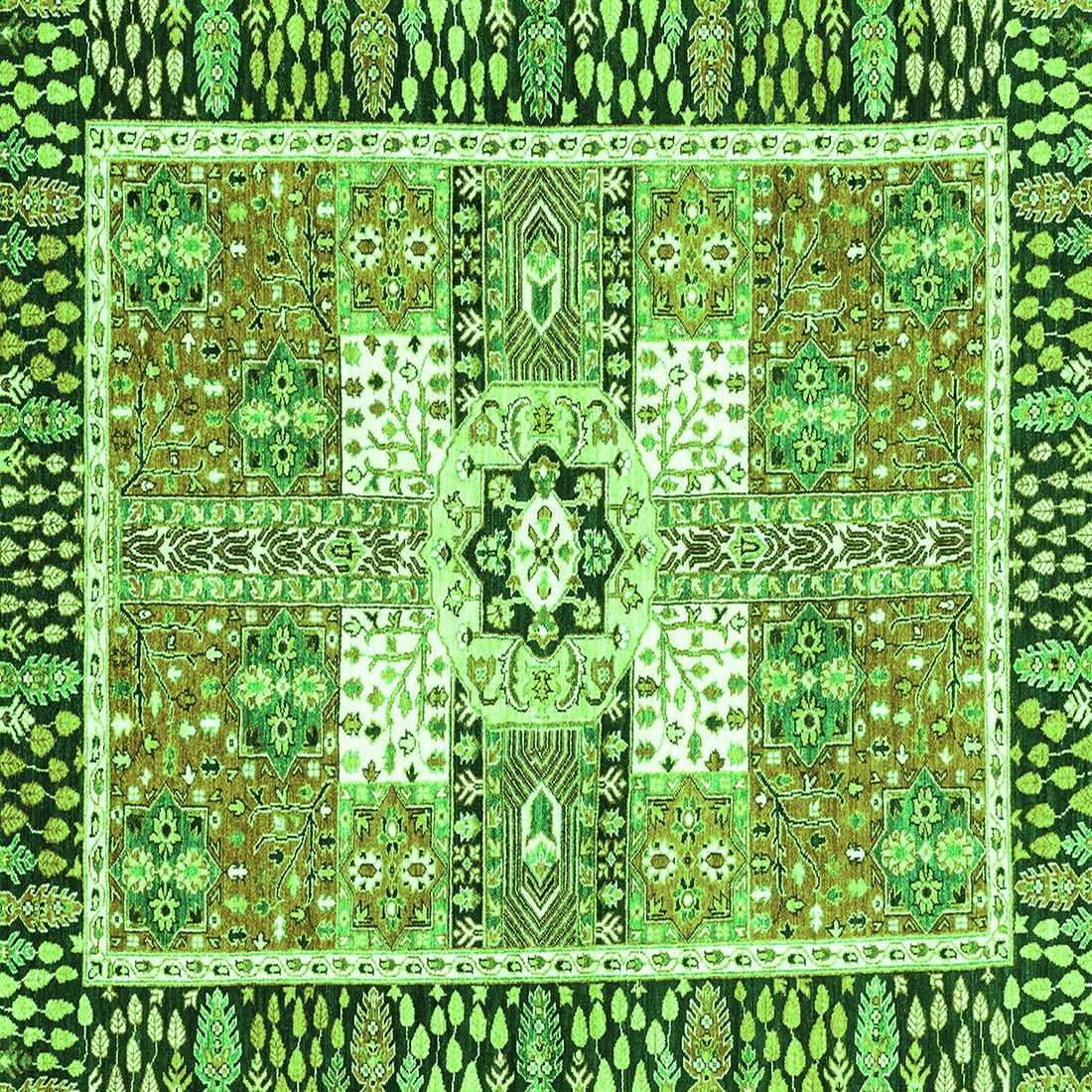Ahgly Company Indoor Square Abstract Green Modern Area Rugs, 7' Square ...