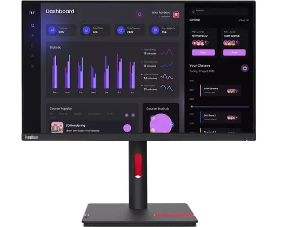 Lenovo ThinkVision 23.8 inch Monitor, Black, Black - Walmart.com