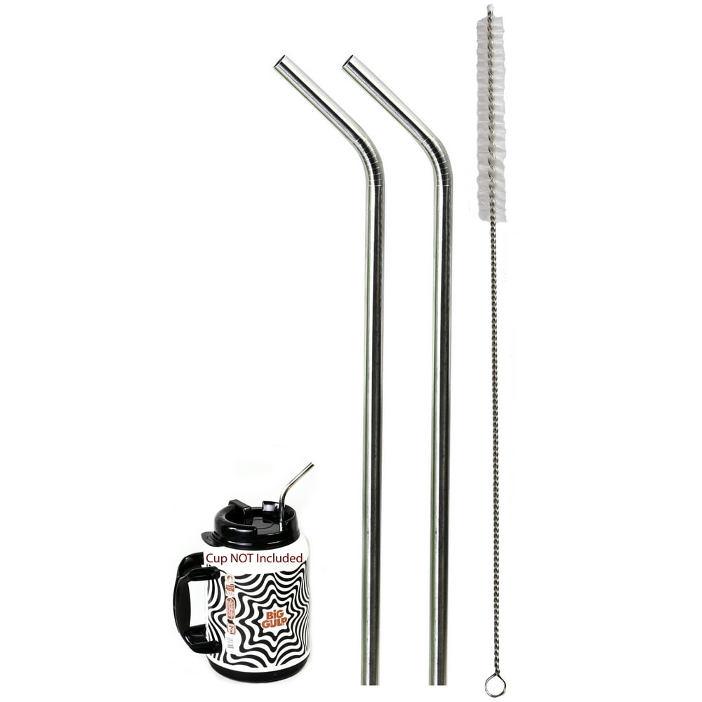 2 Big Gulp 11.5" JUMBO Stainless Steel Straw for 64 oz LONG Drinking ...