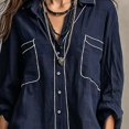 Bbyeadc Womens Long Sleeve Blouse Linen Retro Collared V Neck Button ...