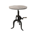 19" Natural and Gunmetal Solid Wood and Iron Height Adjustable Round ...