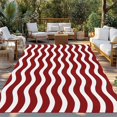Abstract Waves Outdoor Rug, Stripes Red Water Ripple Non-Slip Area Rugs ...
