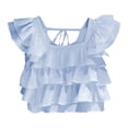 Big Girls T-Shirts Ruffle Trim Square Neck Flutter Sleeve Blouse Casual ...