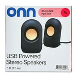 Onn+ Stereo Speakers with Volume Control, 3.5mm AUX, USB Power, 2.5 ...