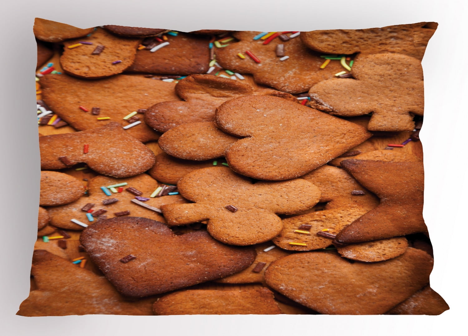 Cookie Pillow Sham, Heart and Flower Shaped Ginger Honey Flavored ...