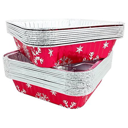 Pactogo Red Holiday Christmas Square Cake Aluminum Foil Pan w/Clear ...