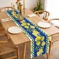 Watercolor Lemon Botanical Table Runner - 70 Inch Long Summer Navy Blue ...