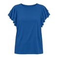 Achuyrbd Women's Double Layer Ruffle Cap Sleeve Tunic, Crew Neck ...